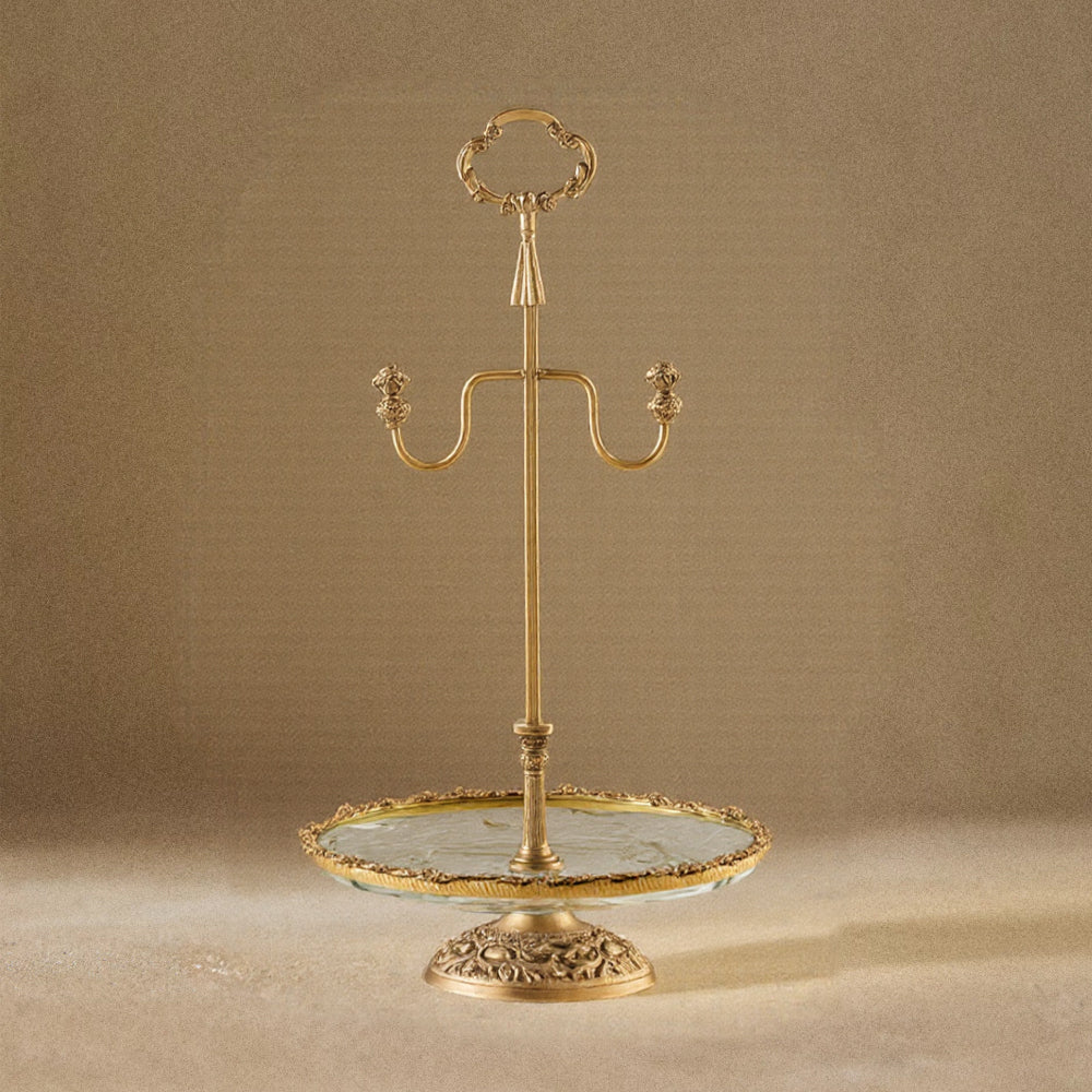 Brass and Glass Tray Stand